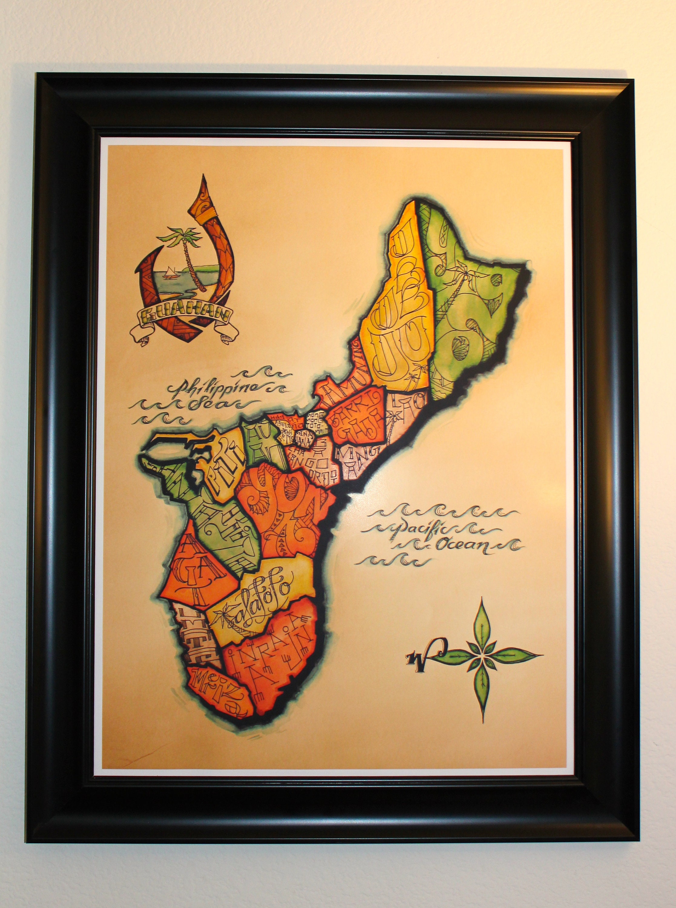 Map of Guam guahan 18x24 | Etsy