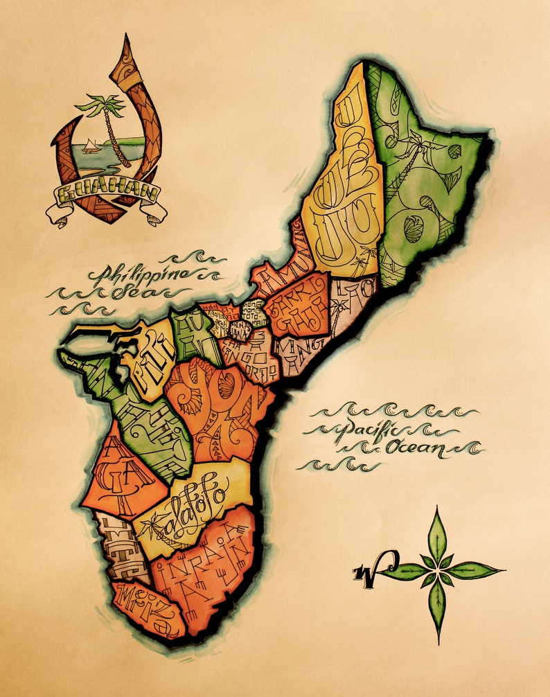 Map of Guam (guahan) 18"x24" - Etsy