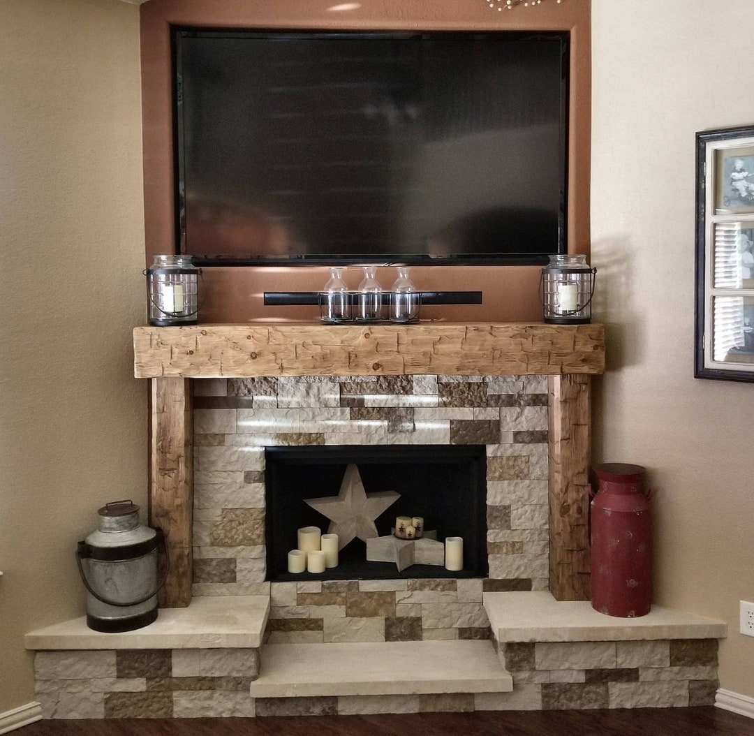 Fireplace Mantel 8 by 8 and 72 Long Legs Included Solid Wood Pine Hand ...