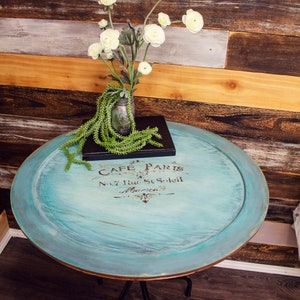 Turquoise Blue Rustic Bistro Table Available for Custom - Etsy