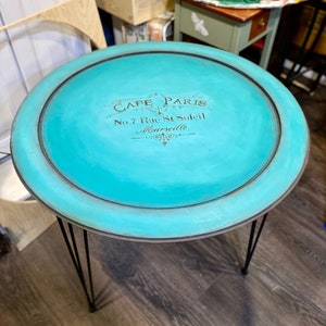 Turquoise Blue Rustic Bistro Table Available for Custom - Etsy