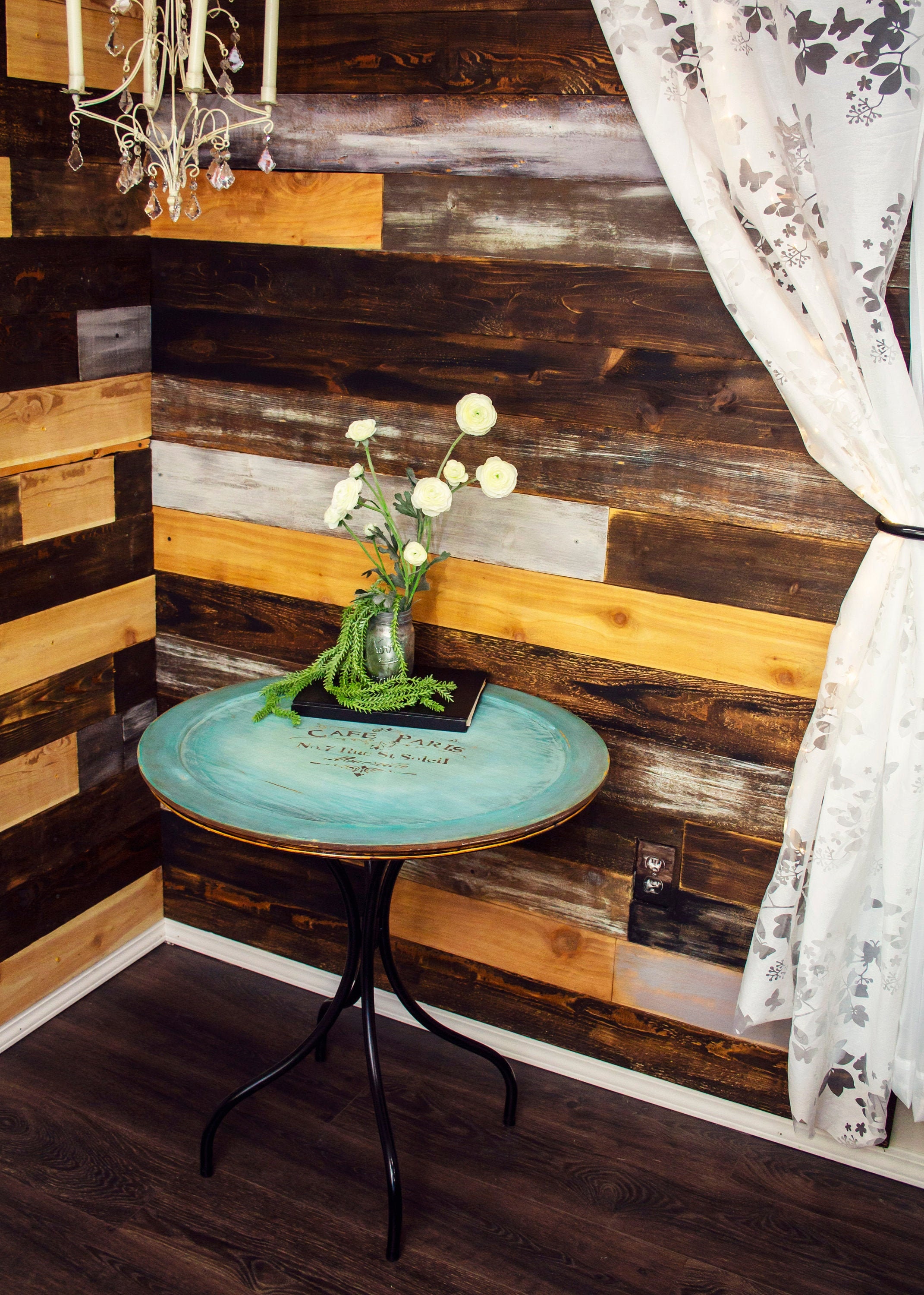 Turquoise Blue Rustic Bistro Table available for custom | Etsy