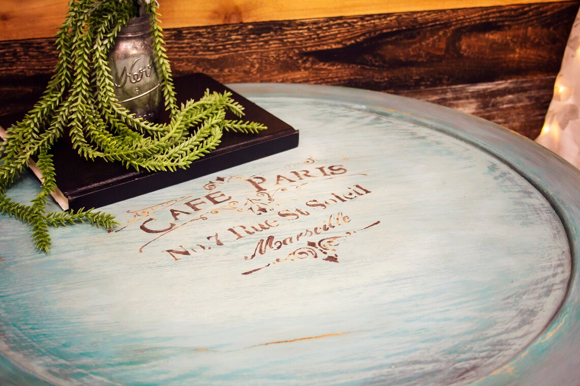 Turquoise Blue Rustic Bistro Table Available for Custom - Etsy