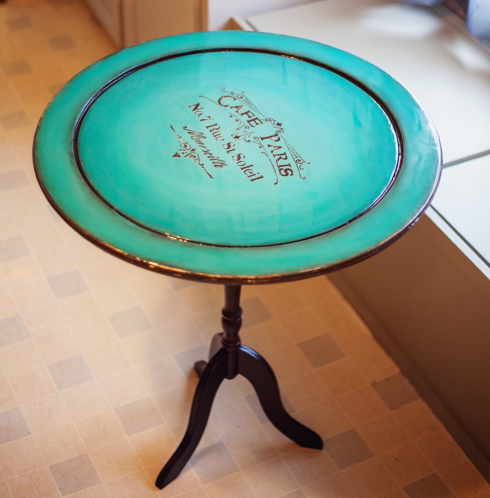 Turquoise Blue Rustic Bistro Table available for custom | Etsy