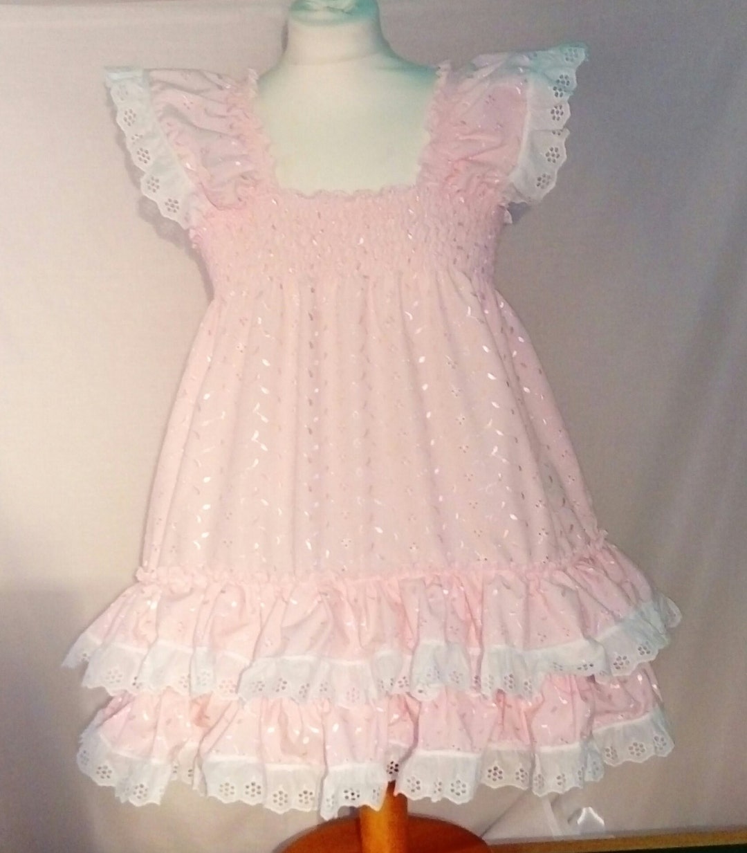 Sissy Adult Baby Short Pink Broderie Dress Frilly Ra-ra Skirt Fancy ...