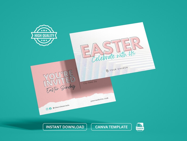 Easter Sunday Church Flyer Template for Canva, Church Service ...