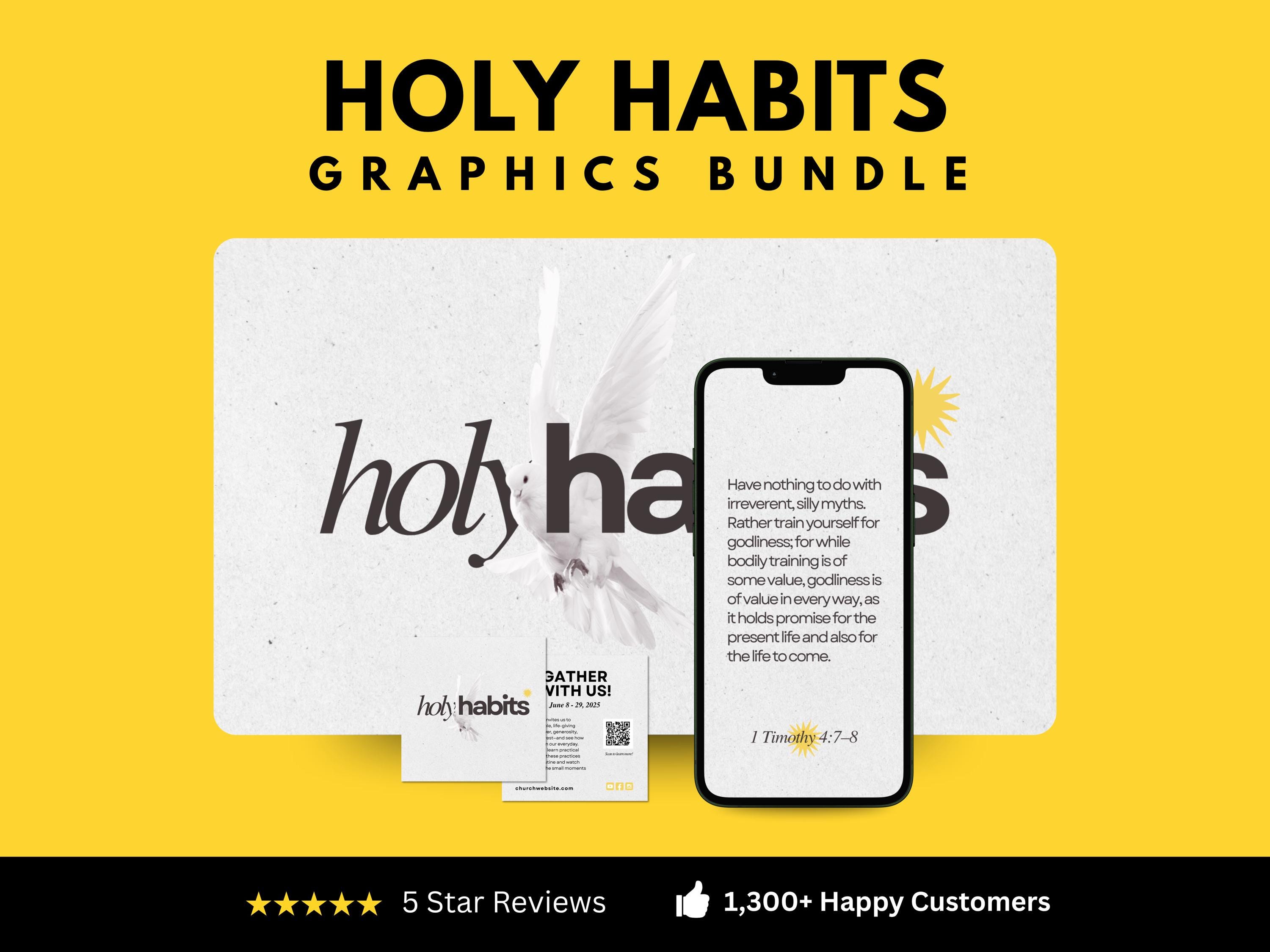 Editable Church Graphics Bundle: Holy Habits Sermon Series (canva ...
