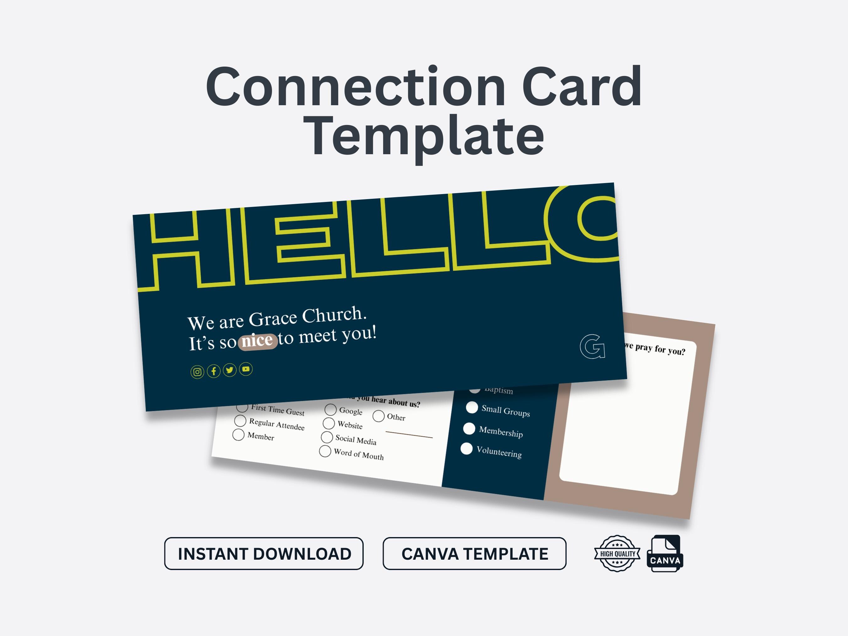 Church Connection Card for First-time Guests – 3x8 Inch Welcome Card to ...