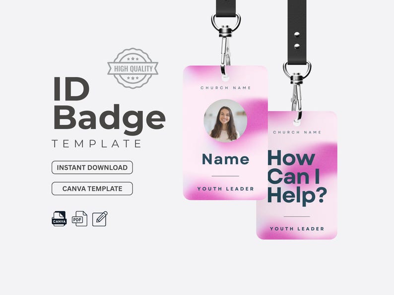 Editable Canva ID Badge Template: 3x5 Lanyard Design (digital Download ...