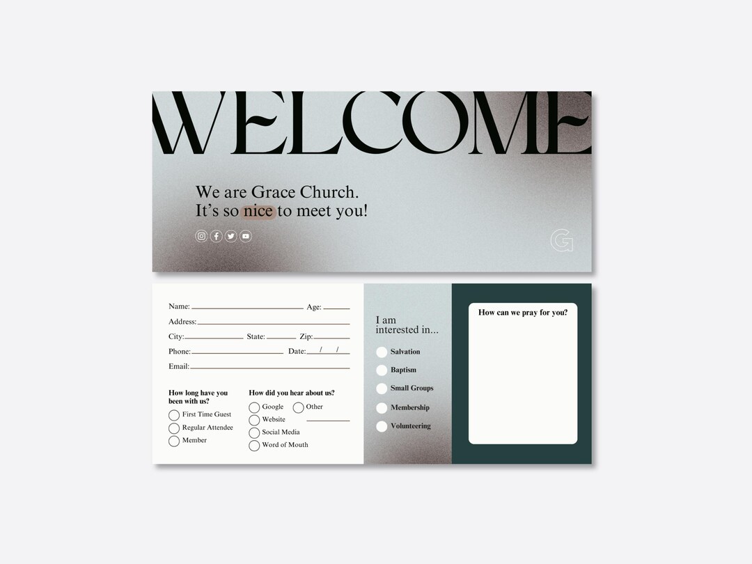 Editable Church Connect Card Template for New Visitors | Customizable ...