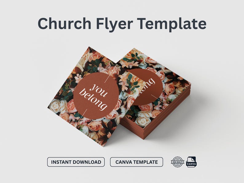 Editable Square Church Flyer Template for Canva: Customize Sunday ...