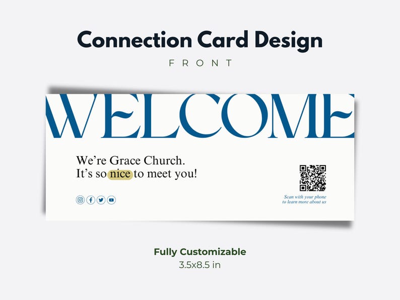 Editable Church Welcome Card Template for New Visitors | Customizable ...