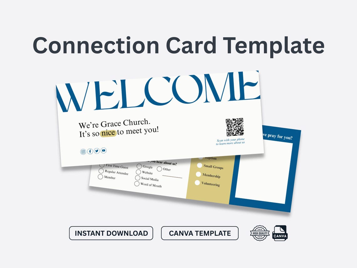 Editable Church Welcome Card Template for New Visitors | Customizable ...