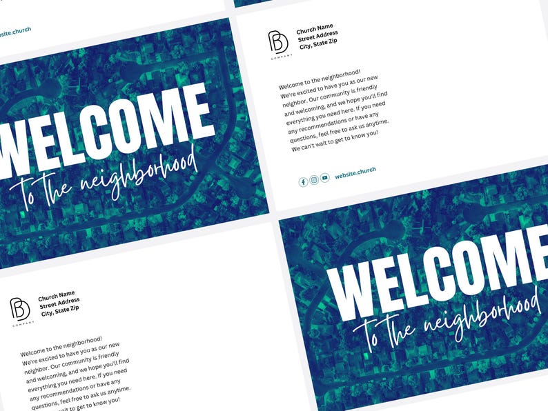 Customizable Promotional Mailer Neighborhood Welcome Card Church Flyer ...