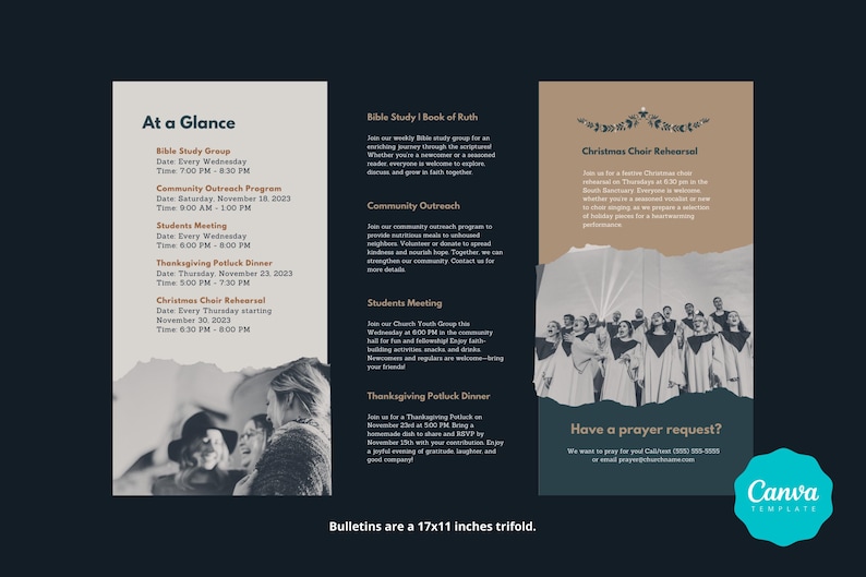 Modern Church Bulletin Template Design for Canva Printable Order of ...