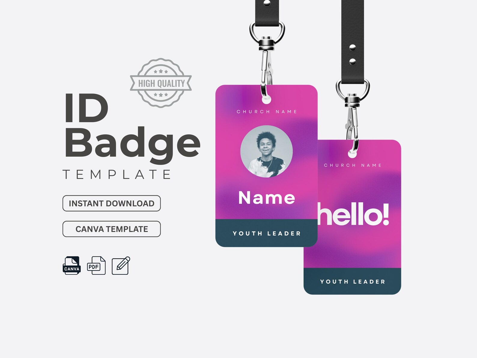 Editable ID Badge Template: Canva Lanyard Design (digital Download) - Etsy