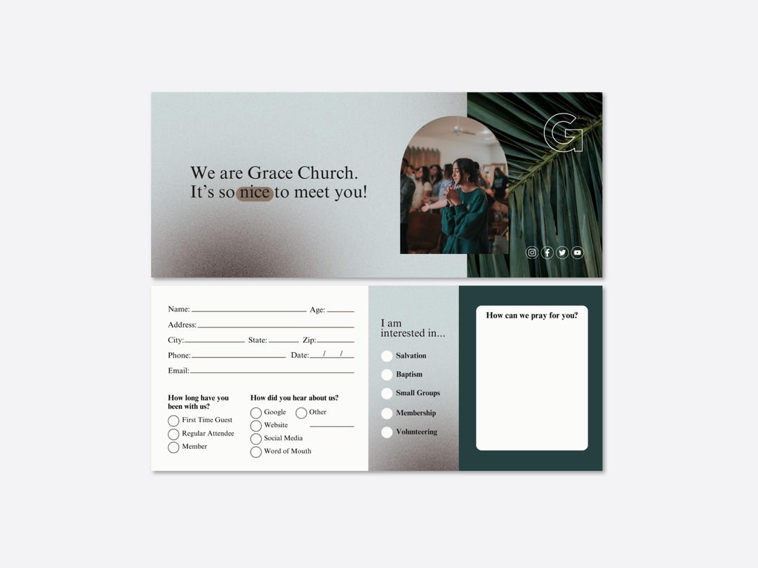 Church Connection Card for First-time Guests – 3x8 Inch Welcome Card to ...