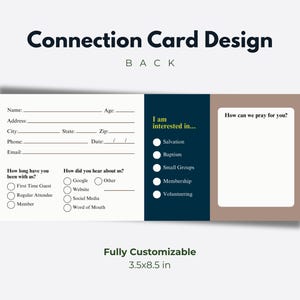 Church Connection Card for First-time Guests – 3x8 Inch Welcome Card to ...