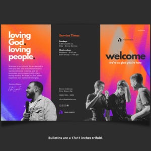 Customizable Church Bulletin Canva Template: Modern Church Program for ...
