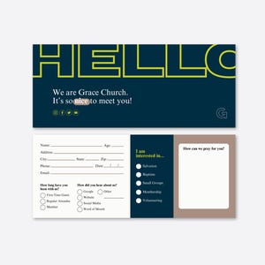 Church Connection Card for First-time Guests – 3x8 Inch Welcome Card to ...