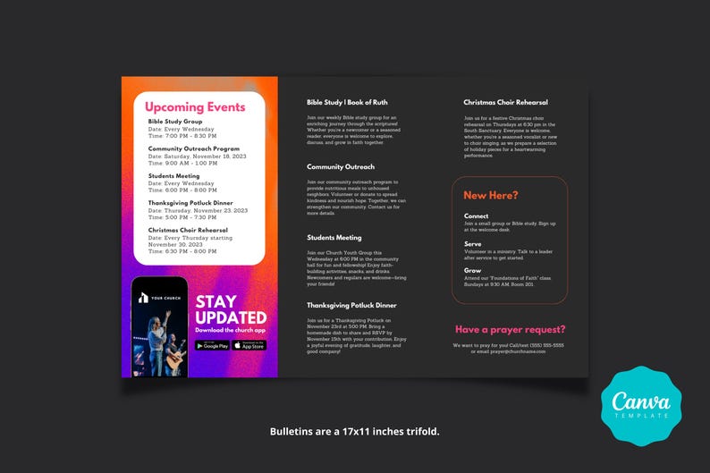 Customizable Church Bulletin Canva Template: Modern Church Program for ...