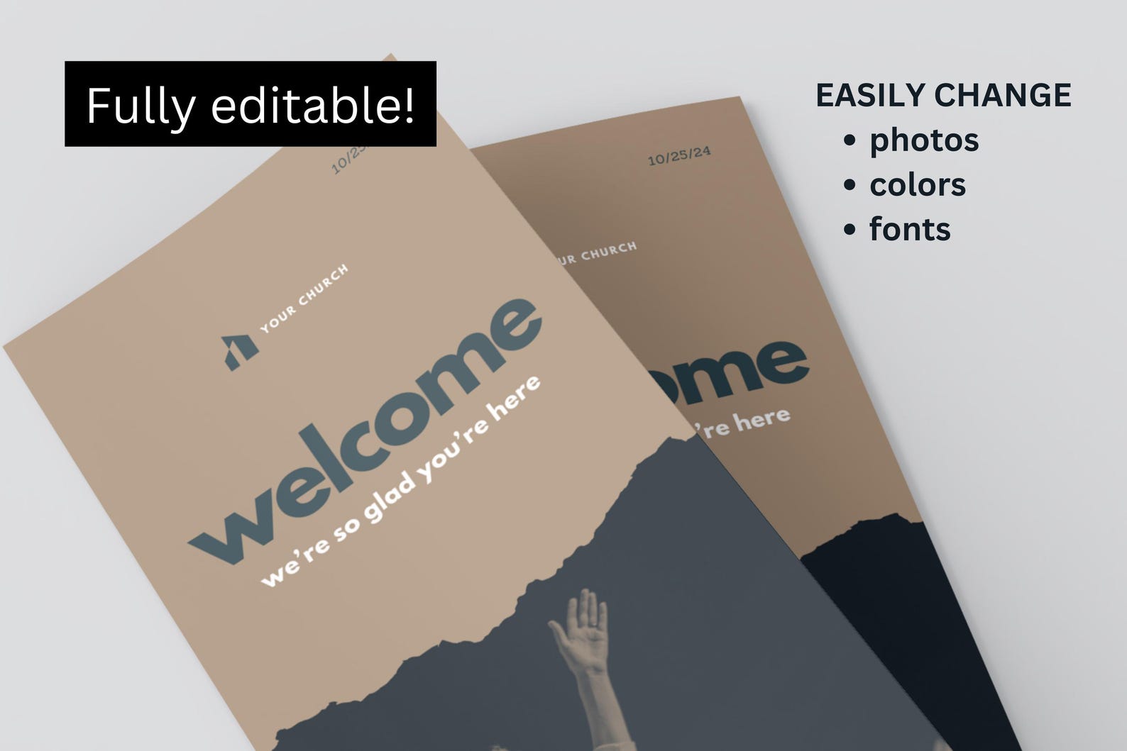 Modern Church Bulletin Template Design for Canva Printable Order of ...