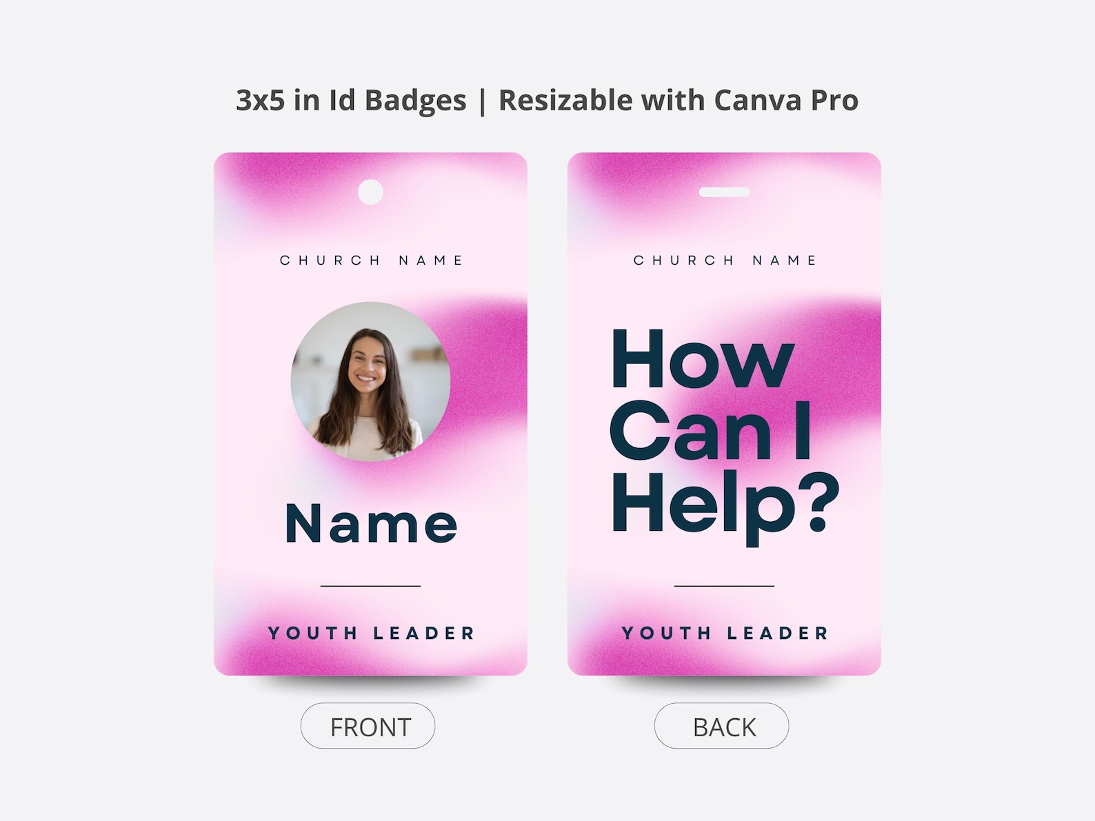 Editable Canva ID Badge Template: 3x5 Lanyard Design (digital Download ...