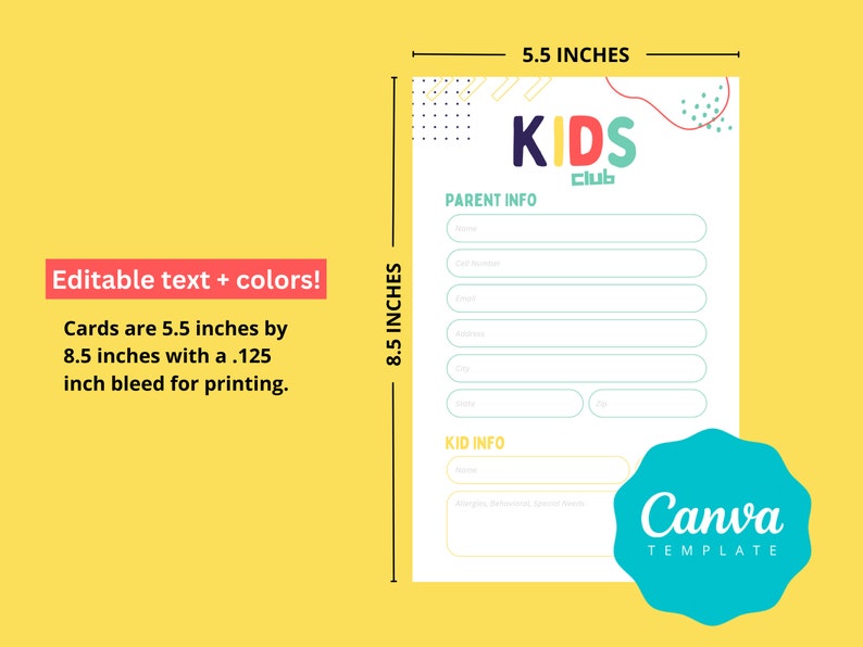 Kids Ministry Connection Card: Editable Church Invite Template (canva ...