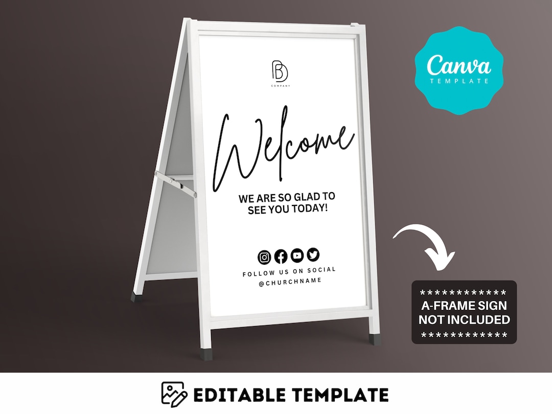 Customizable A-frame Church & Business Sign Template - 24x36in Editable ...