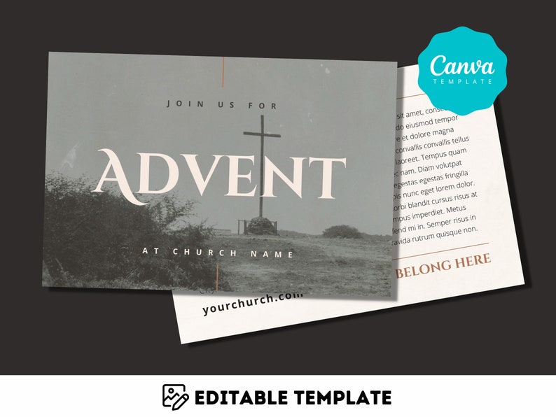 Christmas Advent Church Flyer Template | Holiday Worship Invitation ...