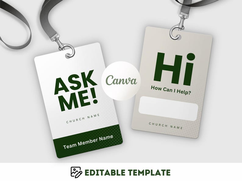 Editable ID Badge Template: Canva Lanyard Design (3x5) (PDF) - Etsy