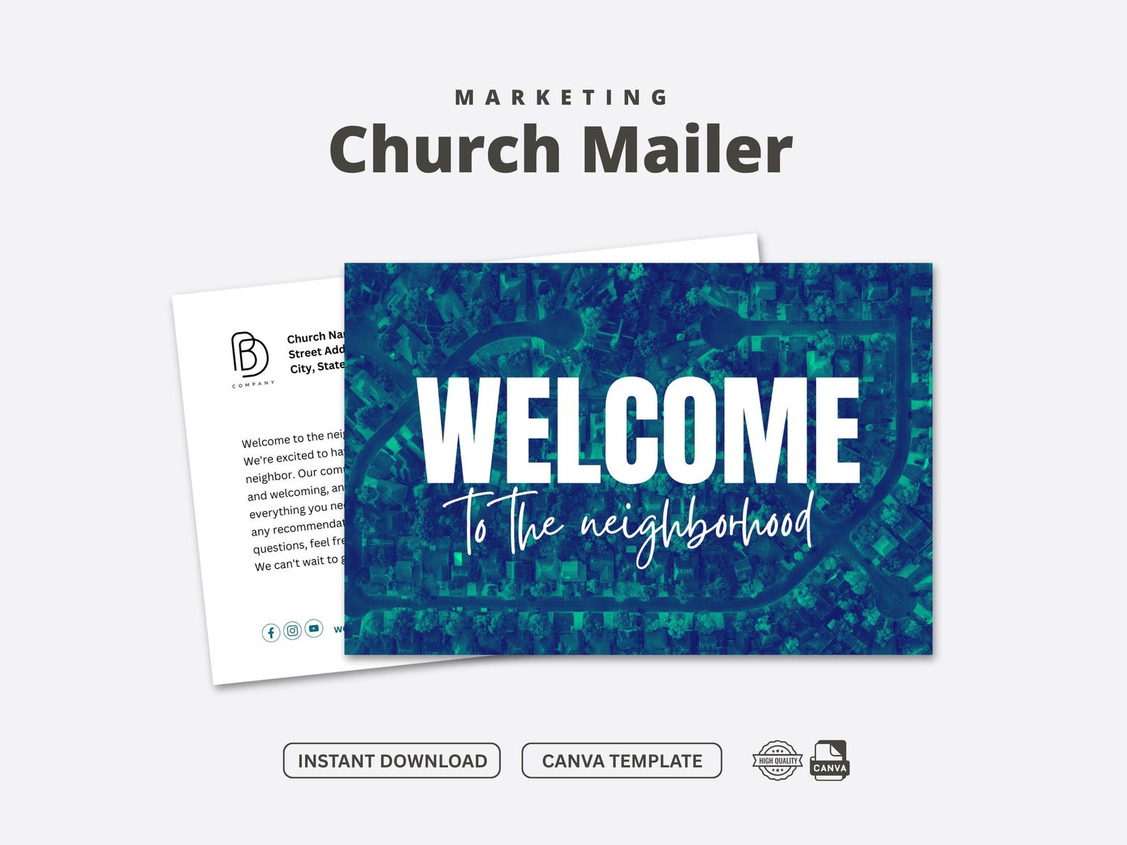 Customizable Promotional Mailer Neighborhood Welcome Card Church Flyer ...