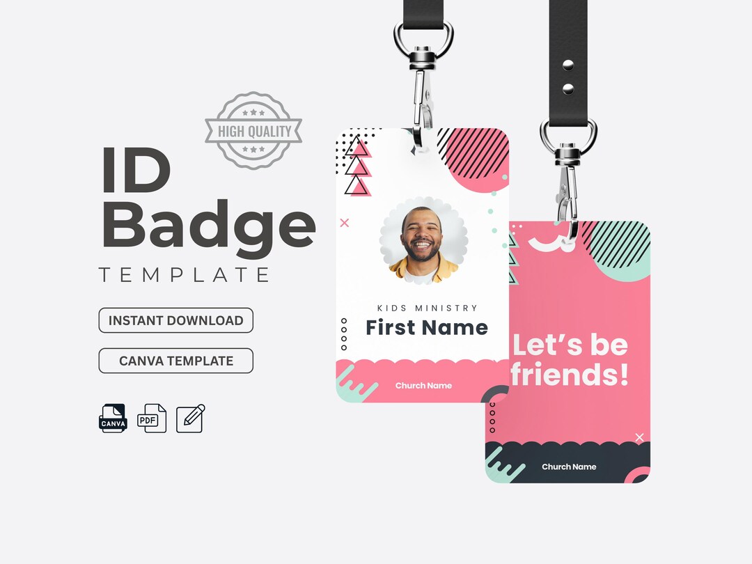Editable ID Badge Template: Canva Lanyard Design (digital Download) - Etsy