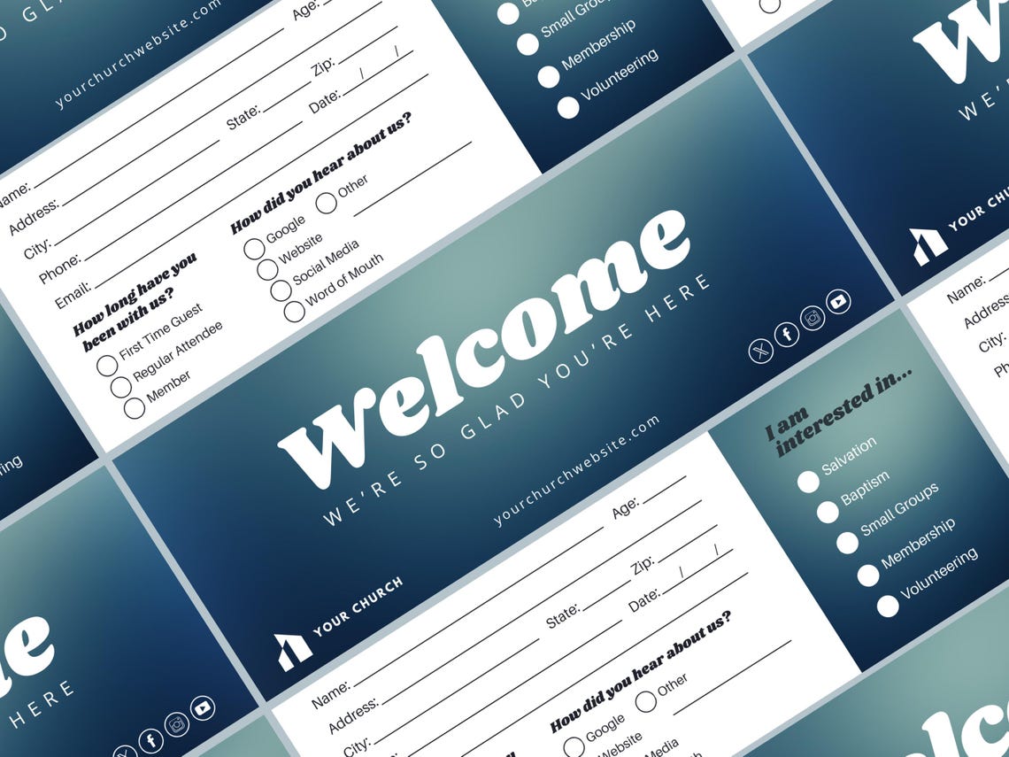 Editable Church Connect Card Template: First Time Visitors (canva ...