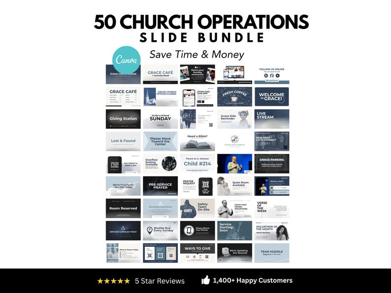50 Editable Church Screens • Announcement, Operations & Welcome Slides ...