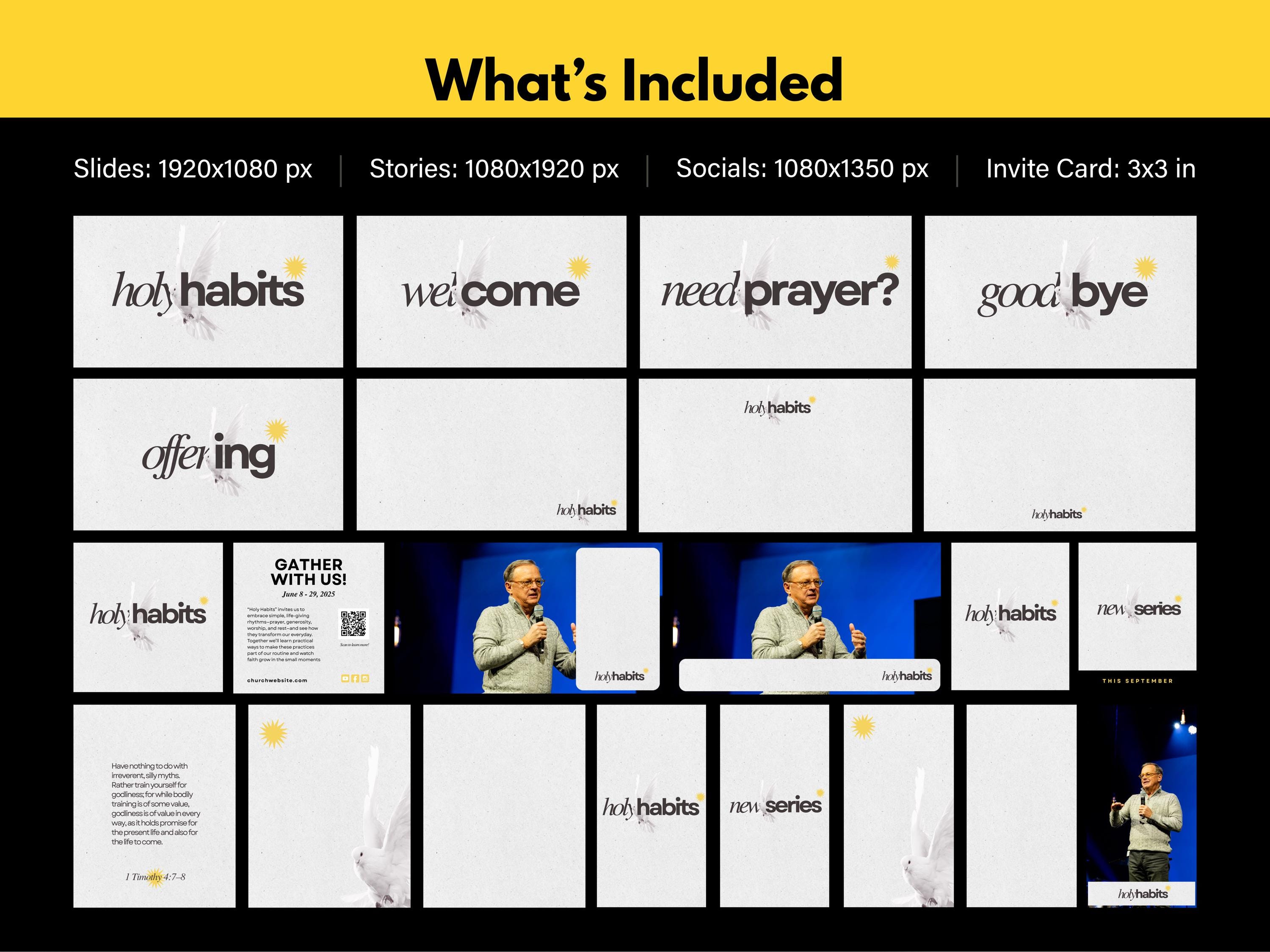 Editable Church Graphics Bundle: Holy Habits Sermon Series (canva ...