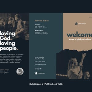 Modern Church Bulletin Template Design for Canva Printable Order of ...