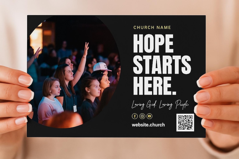 Modern Church Mailer Canva Template: Welcome Postcard (9x6 Inches ...