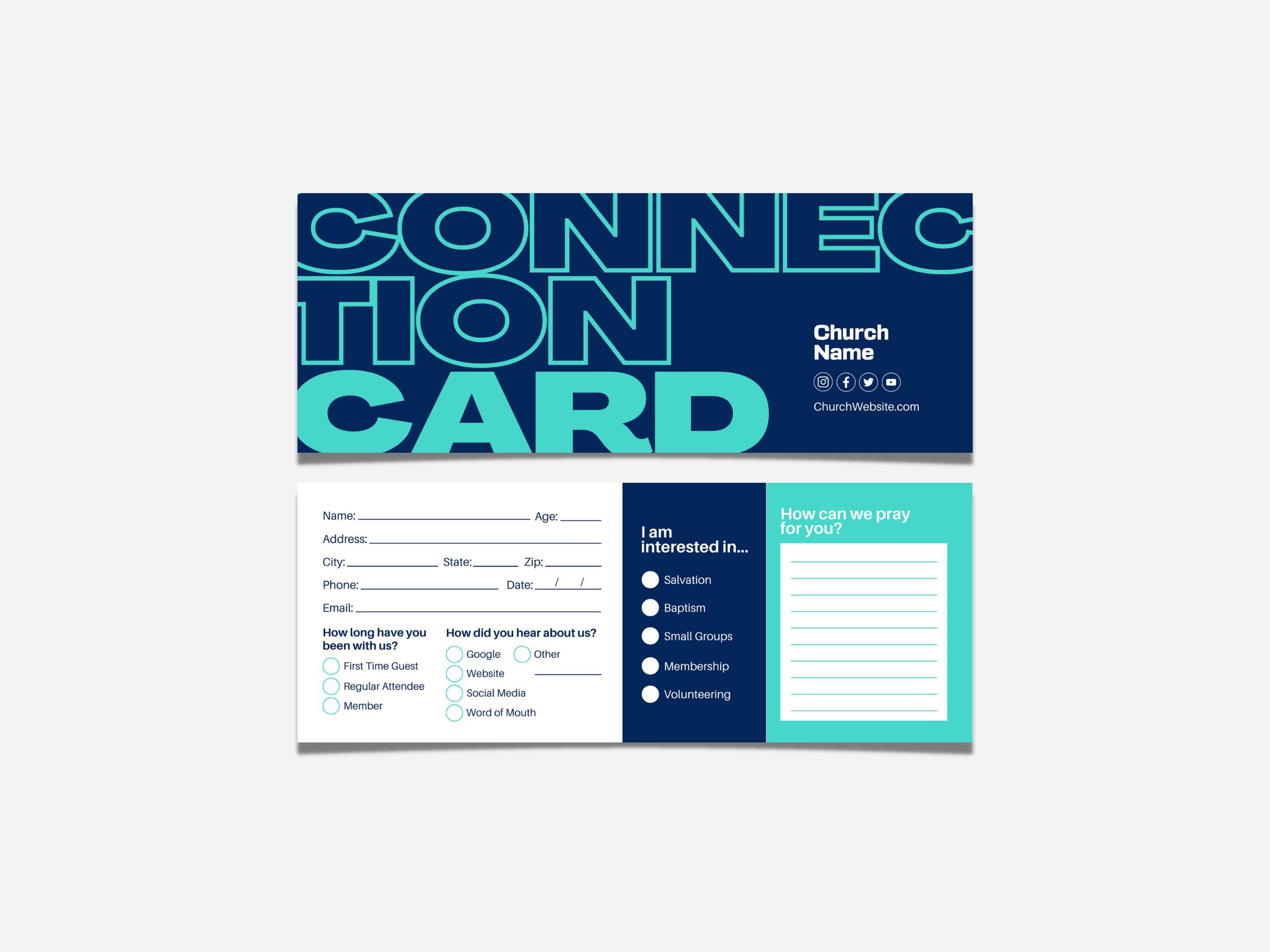 Editable Church Connect Card Template: Canva Design for New Visitors ...
