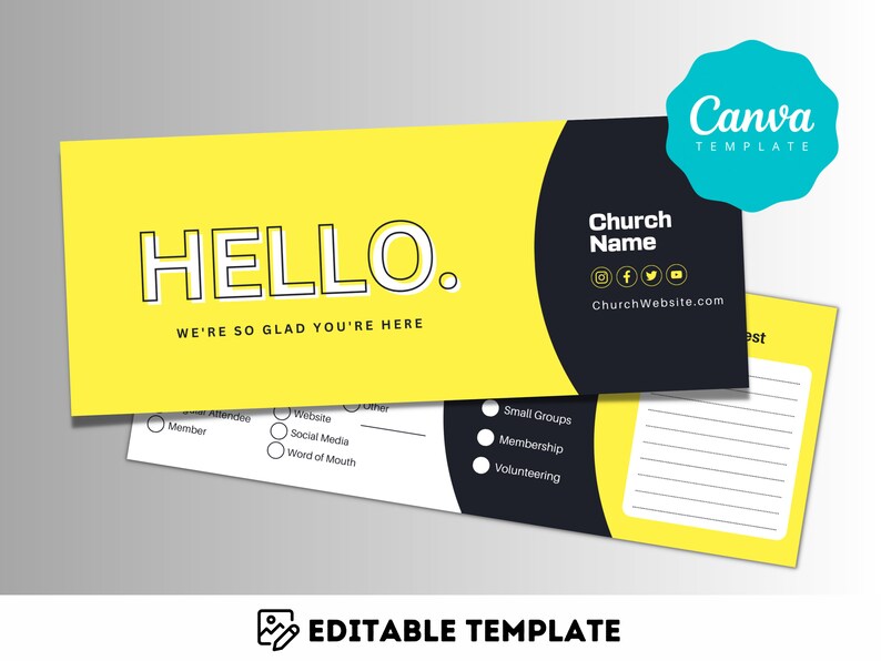 Editable Church Connect Card Template for First-time Visitors - Canva ...