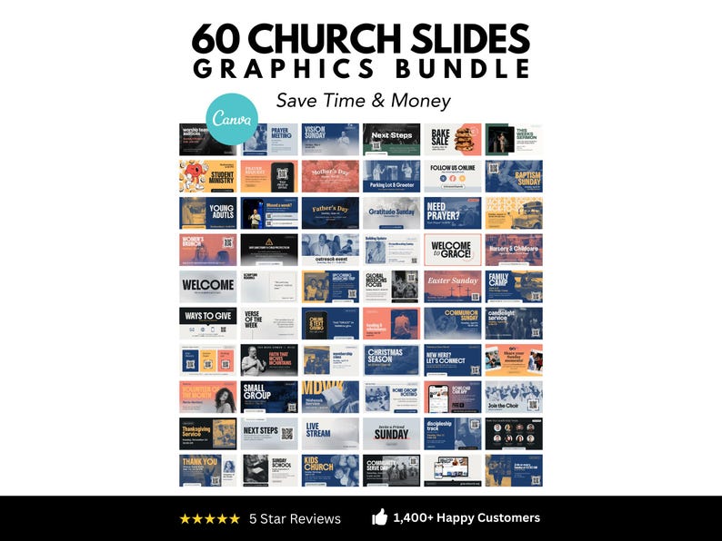 60 Church Slides Graphics Bundle | Editable Canva Templates for ...