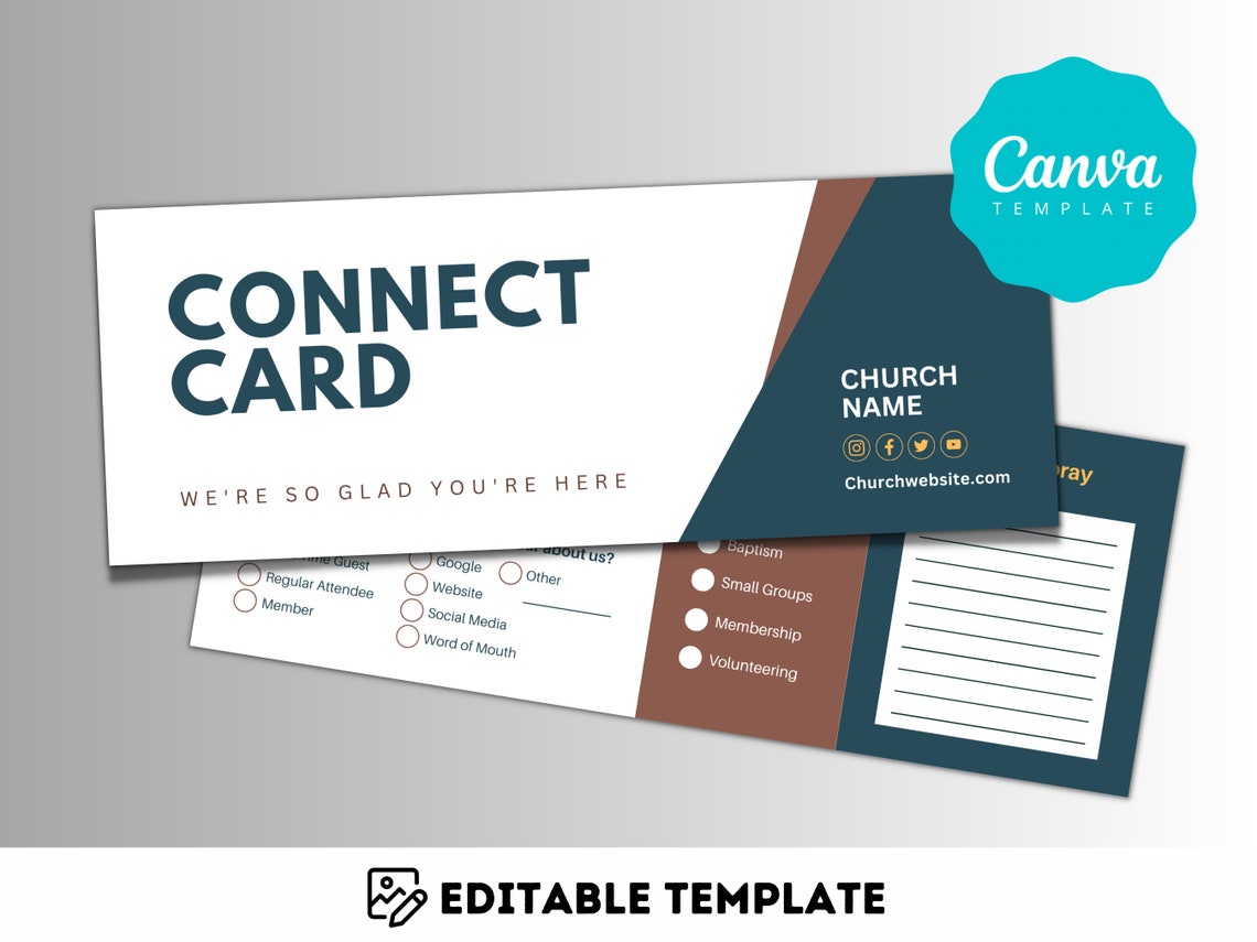 Editable Church Connect Card Template: Canva Design (digital Download ...