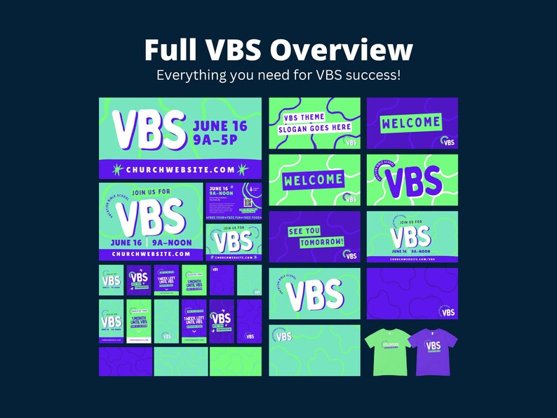 VBS Church Graphics Bundle Canva Templates, Vacation Bible School Kit ...