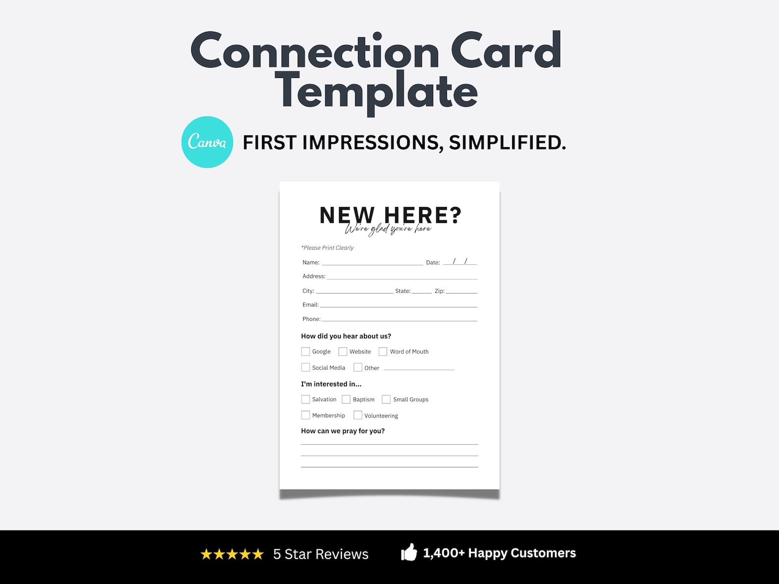 Editable Church Connection Card Template: Welcome New Guests (canva ...