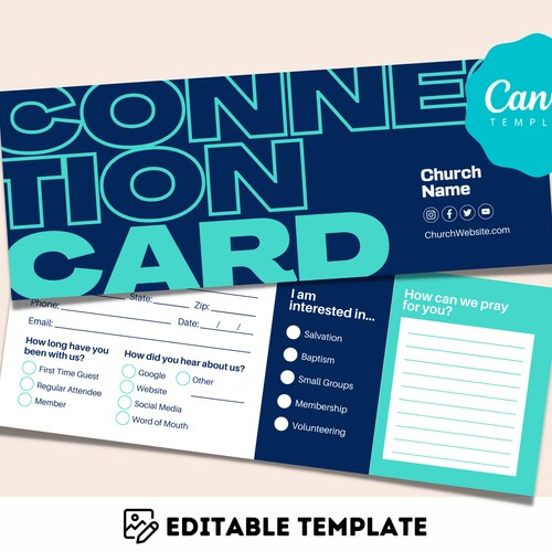 Detailed Connection Card Guest Card EDITABLE Canva Template - Etsy