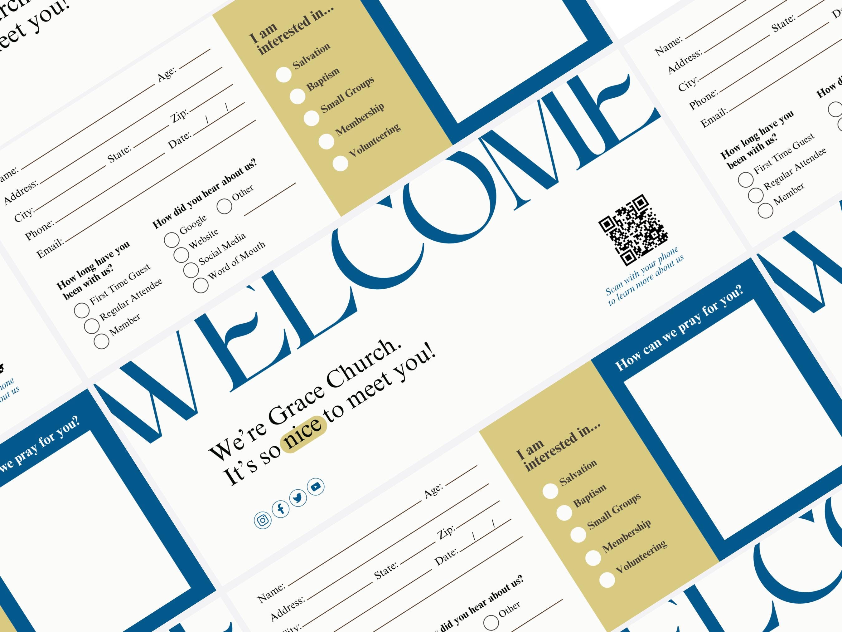 Editable Church Welcome Card Template for New Visitors | Customizable ...