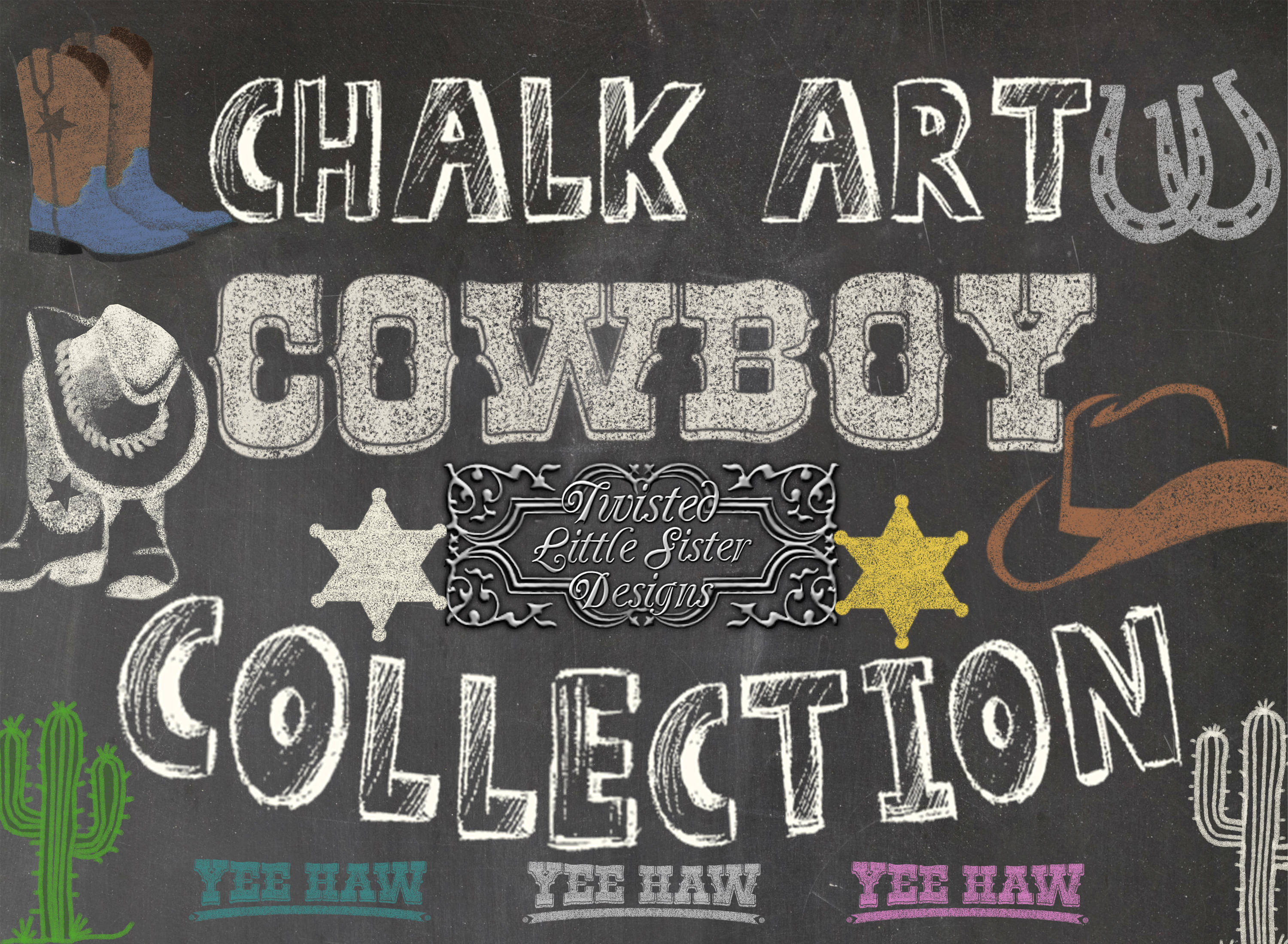 PRICE DROP PNG Files Western Cowboy and Cowgirl Chalk Art 35 for ...