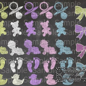 29 Chalk Art Bundle, Baby Related Png Graphics for DIY Chalkboard ...