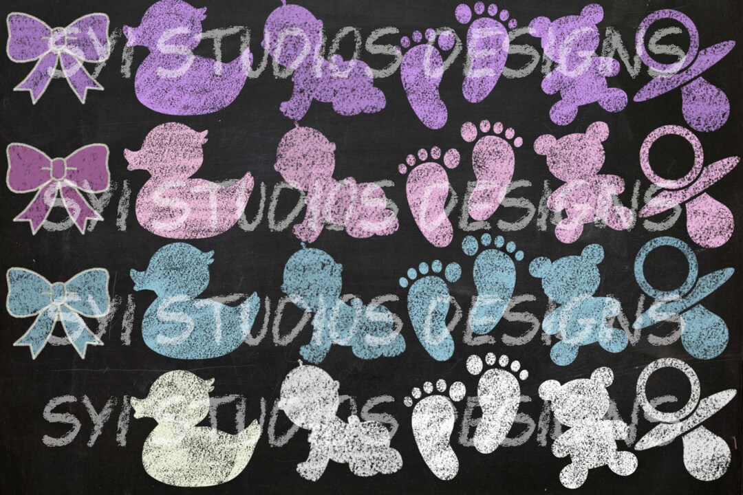 23 Baby Shapes Chalk Art Files for Digital Chalkboard Graphics "all ...