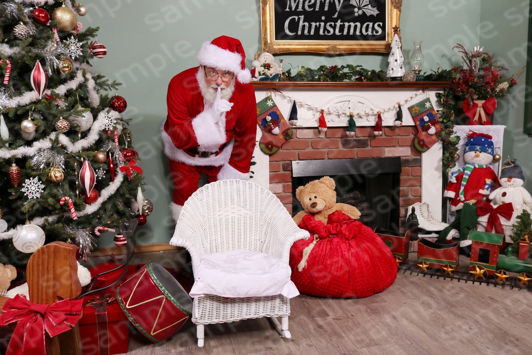 PRICE DROP Digital Backdrop of Santa Standing Behind a Childs Chair DIY ...